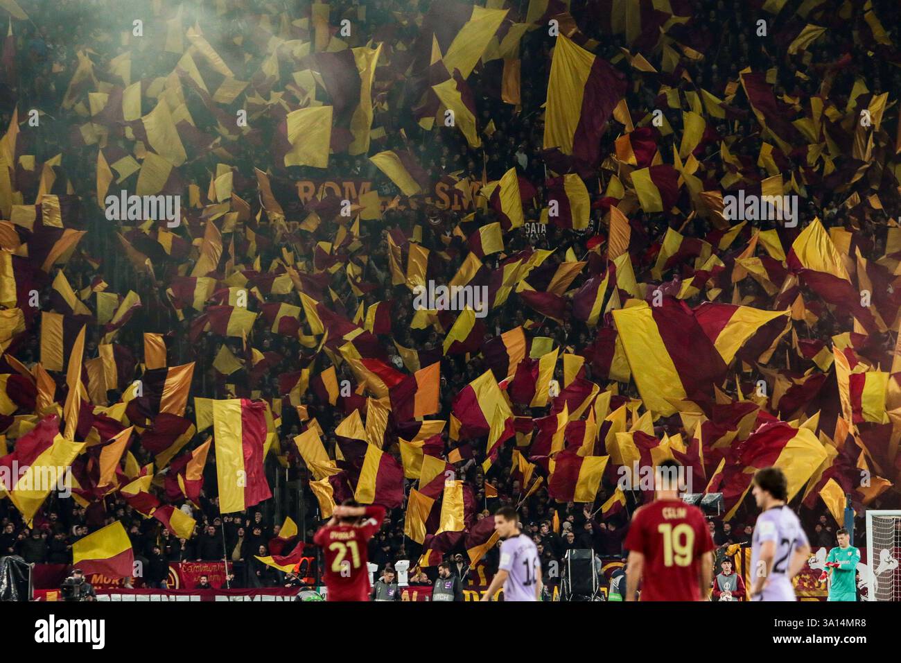 AS Roma Curva Sud fans during AS Roma vs Athletic Bilbao, Football Europa League match in Rome ...