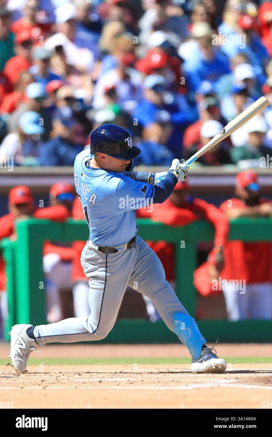 CLEARWATER, FL - MARCH 06: Tampa Bay Rays Outfielder Jonny DeLuca (21 ...