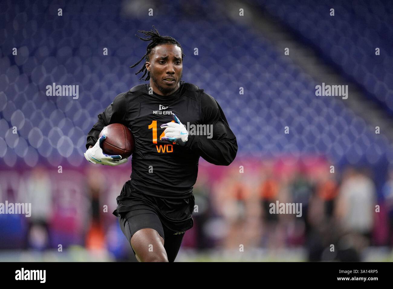 Maryland wide receiver Tai Felton runs a drill at the NFL football ...