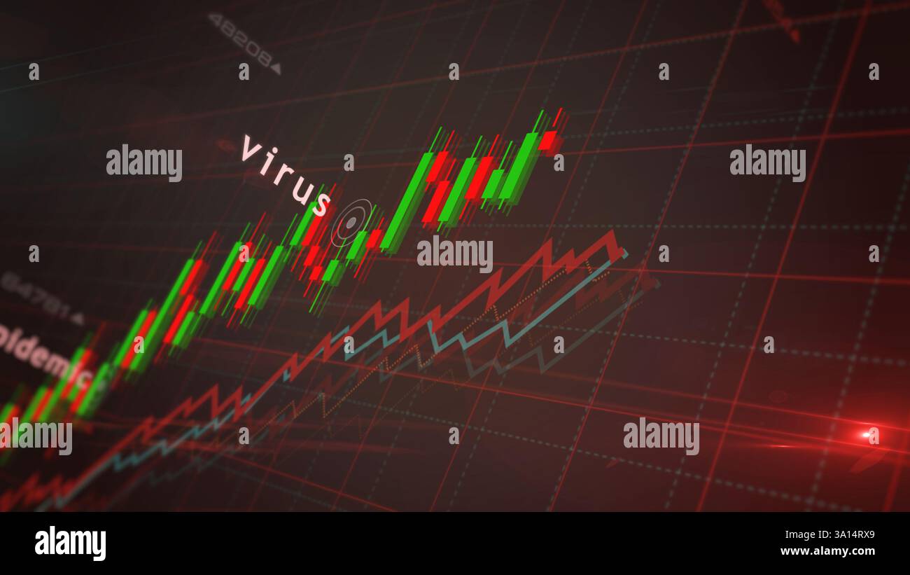 Virus pandemic crisis charts and graphs diagram concept 3d illustration ...