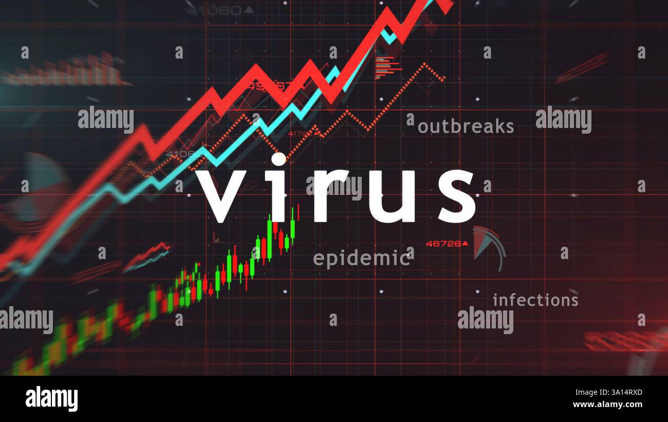 Virus pandemic crisis charts and graphs diagram concept 3d illustration ...