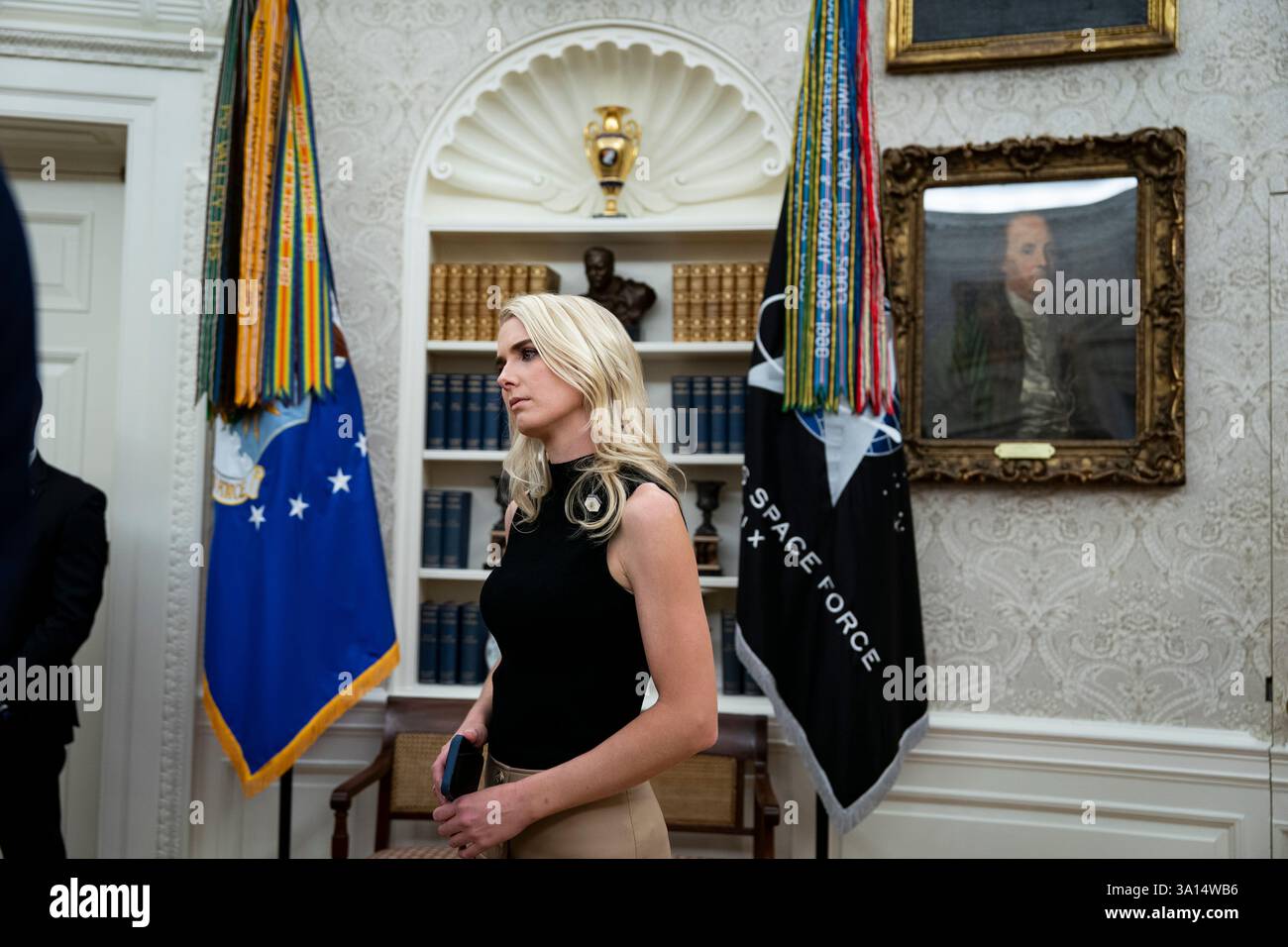 Natalie Harp, aide to US President Donald Trump, in the Oval Office of ...