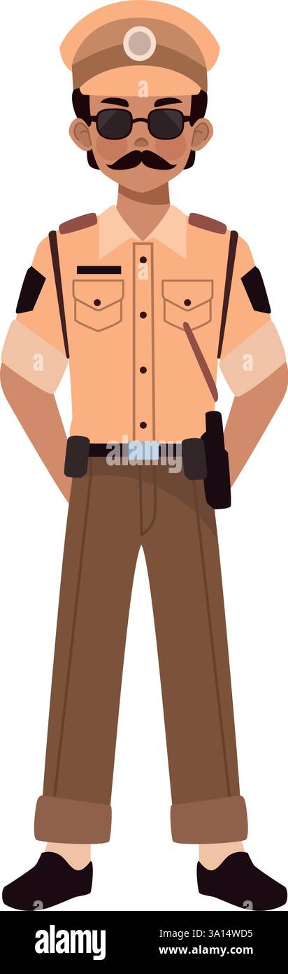 Indian Police Officer Standing Stock Vector Image & Art - Alamy