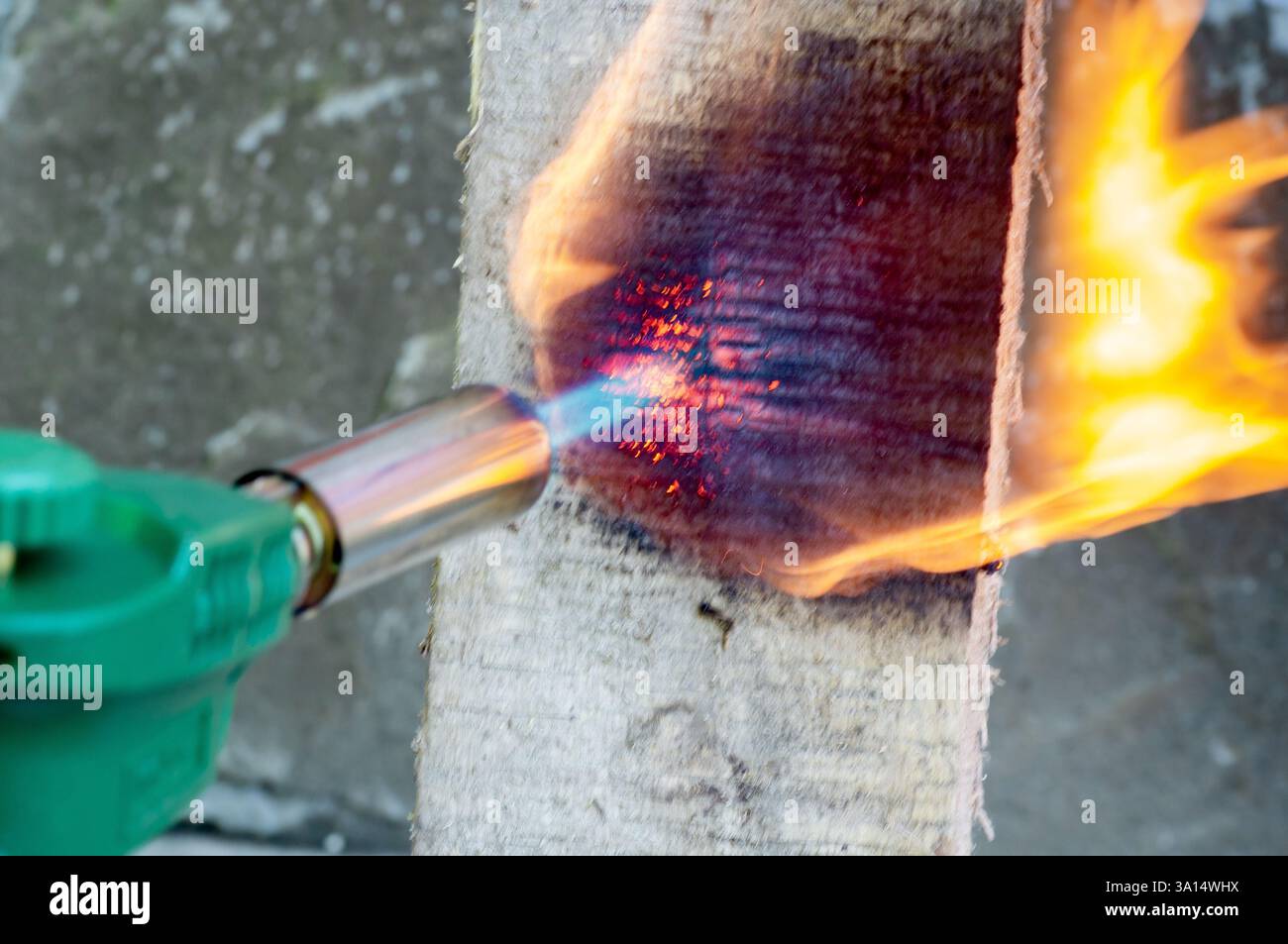 Close-up of gas burner nozzles, wood burning with burner Stock Photo ...