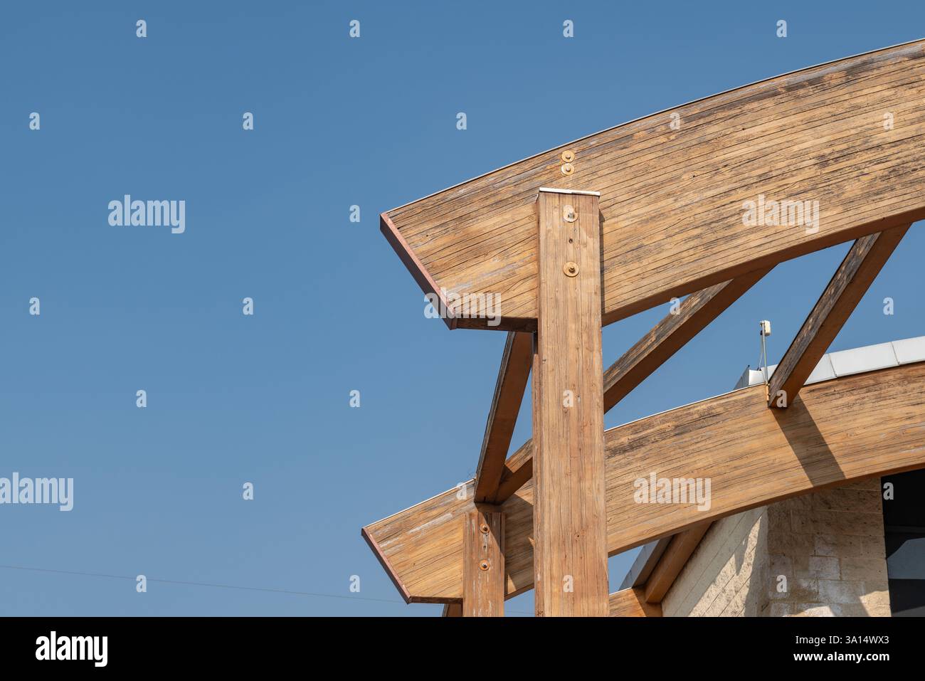 glulam with signs of wear due to time and weather. structure with ...