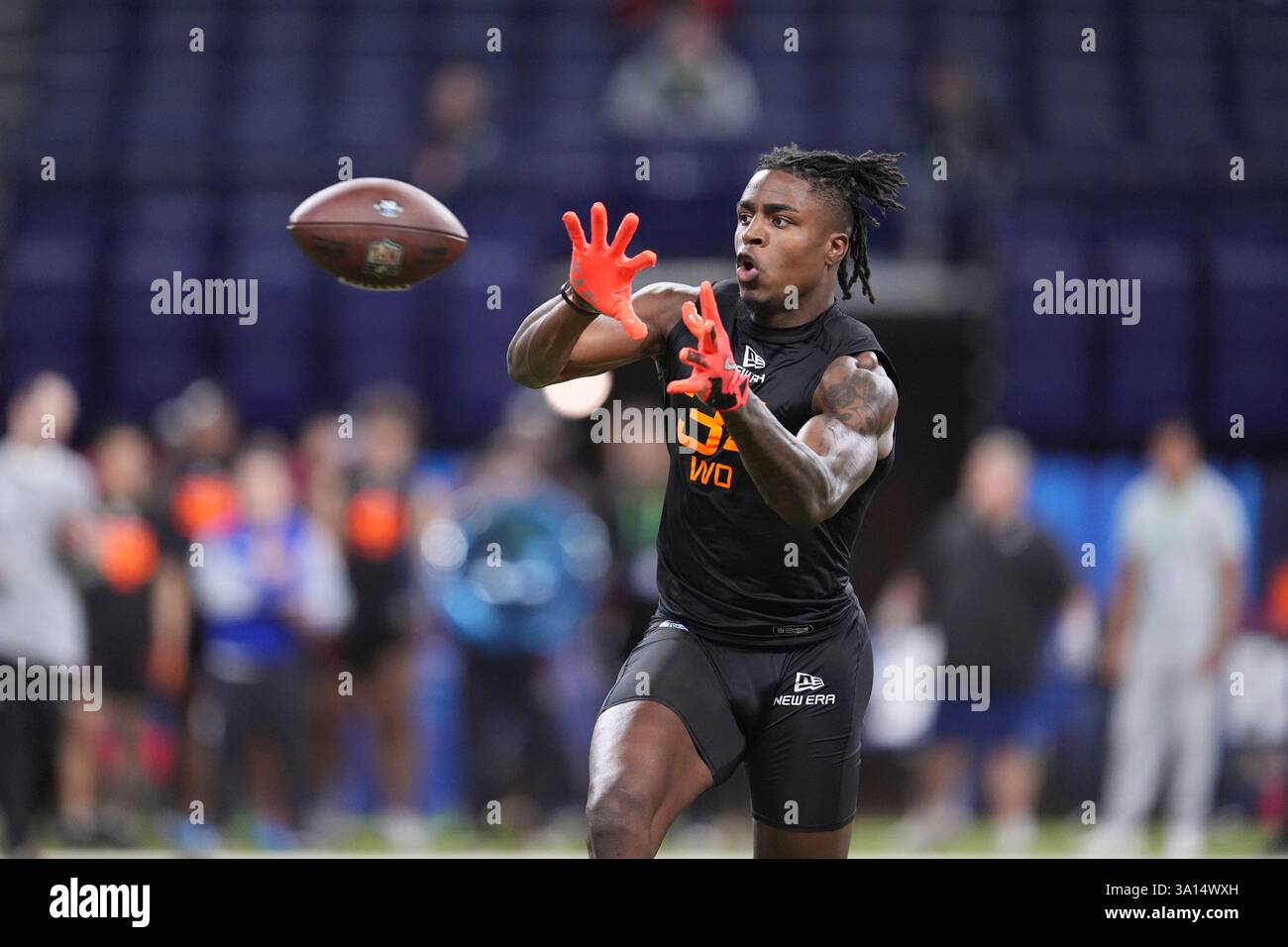 Oregon quarterback Dillon Gabriel runs a drill at the NFL football ...