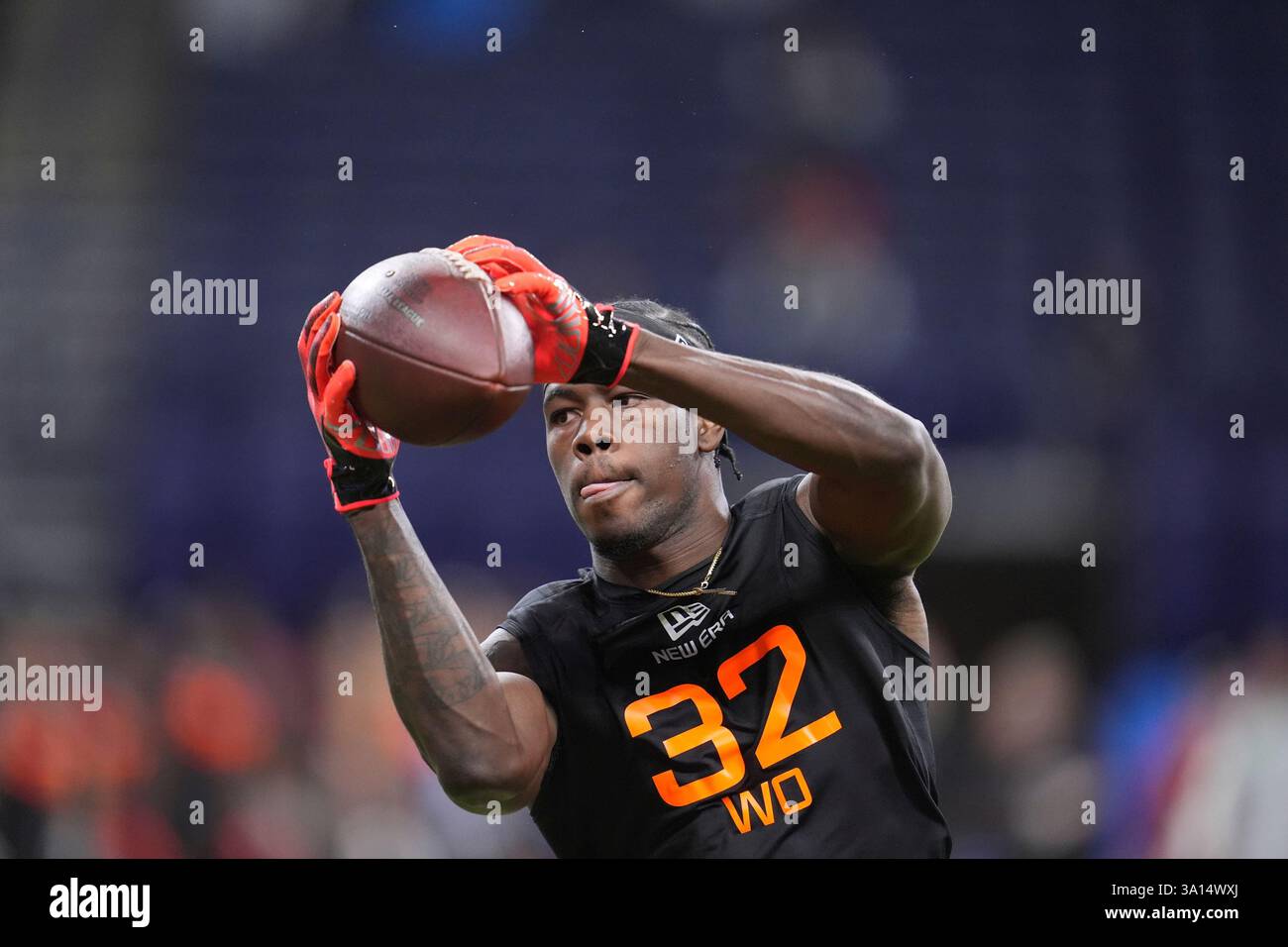Oregon quarterback Dillon Gabriel runs a drill at the NFL football ...
