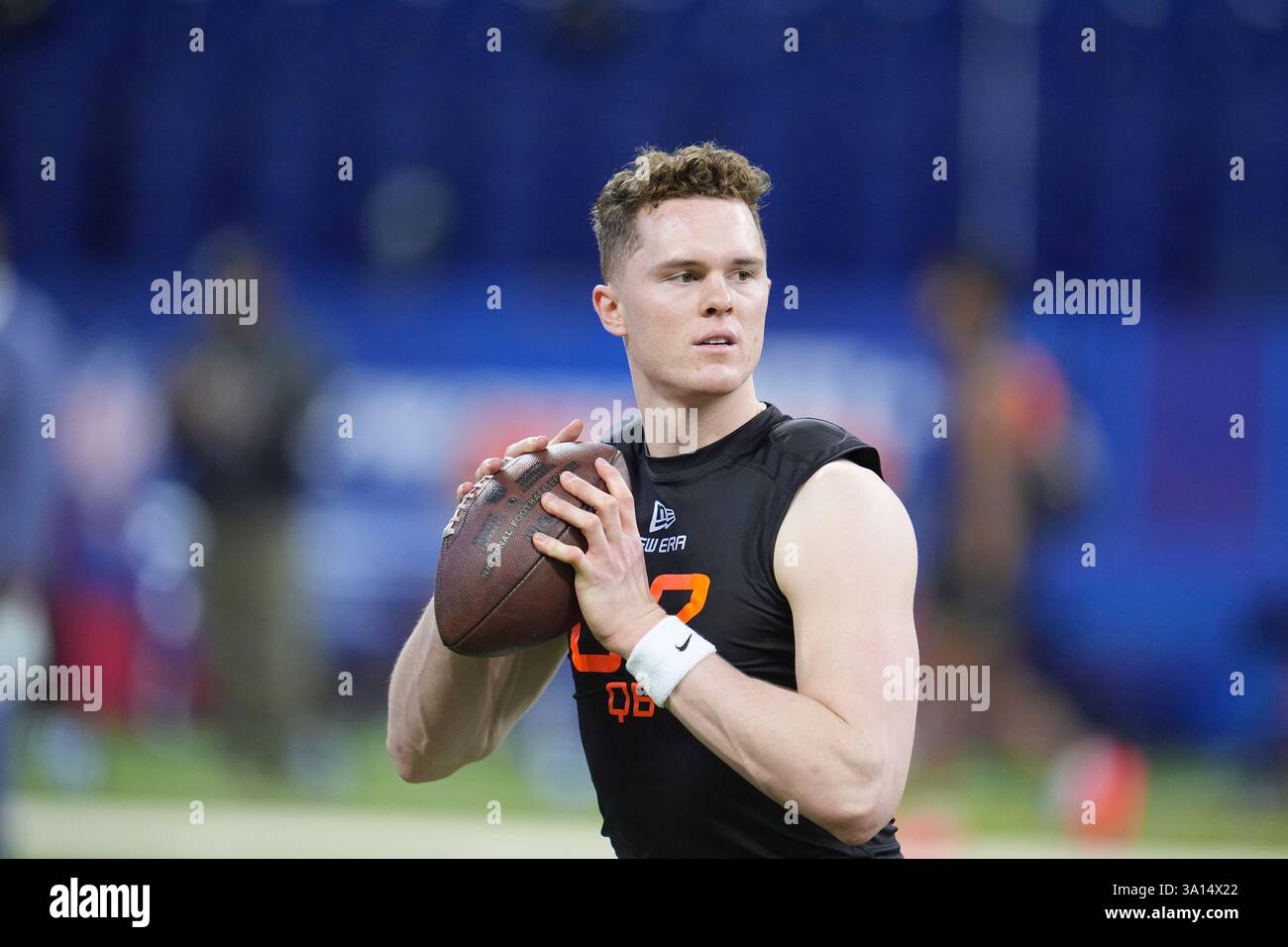 Missouri quarterback Brady Cook runs a drill at the NFL football ...