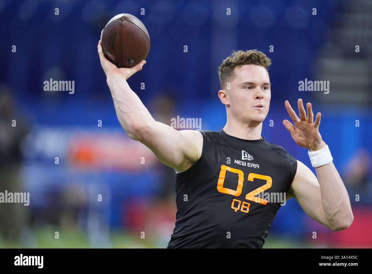 Missouri quarterback Brady Cook runs a drill at the NFL football ...