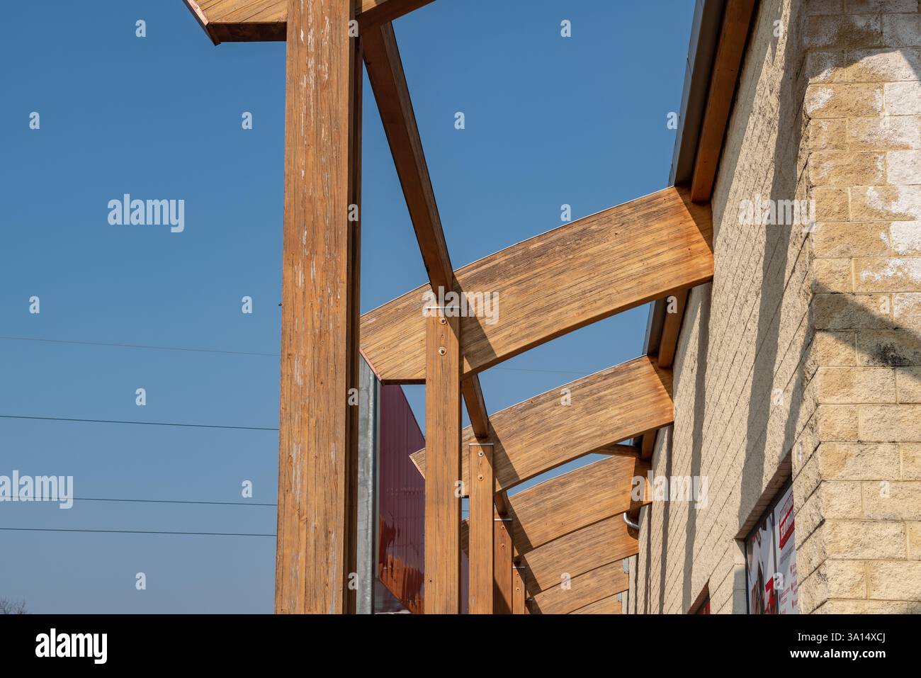 glulam with signs of wear due to time and weather. structure with ...