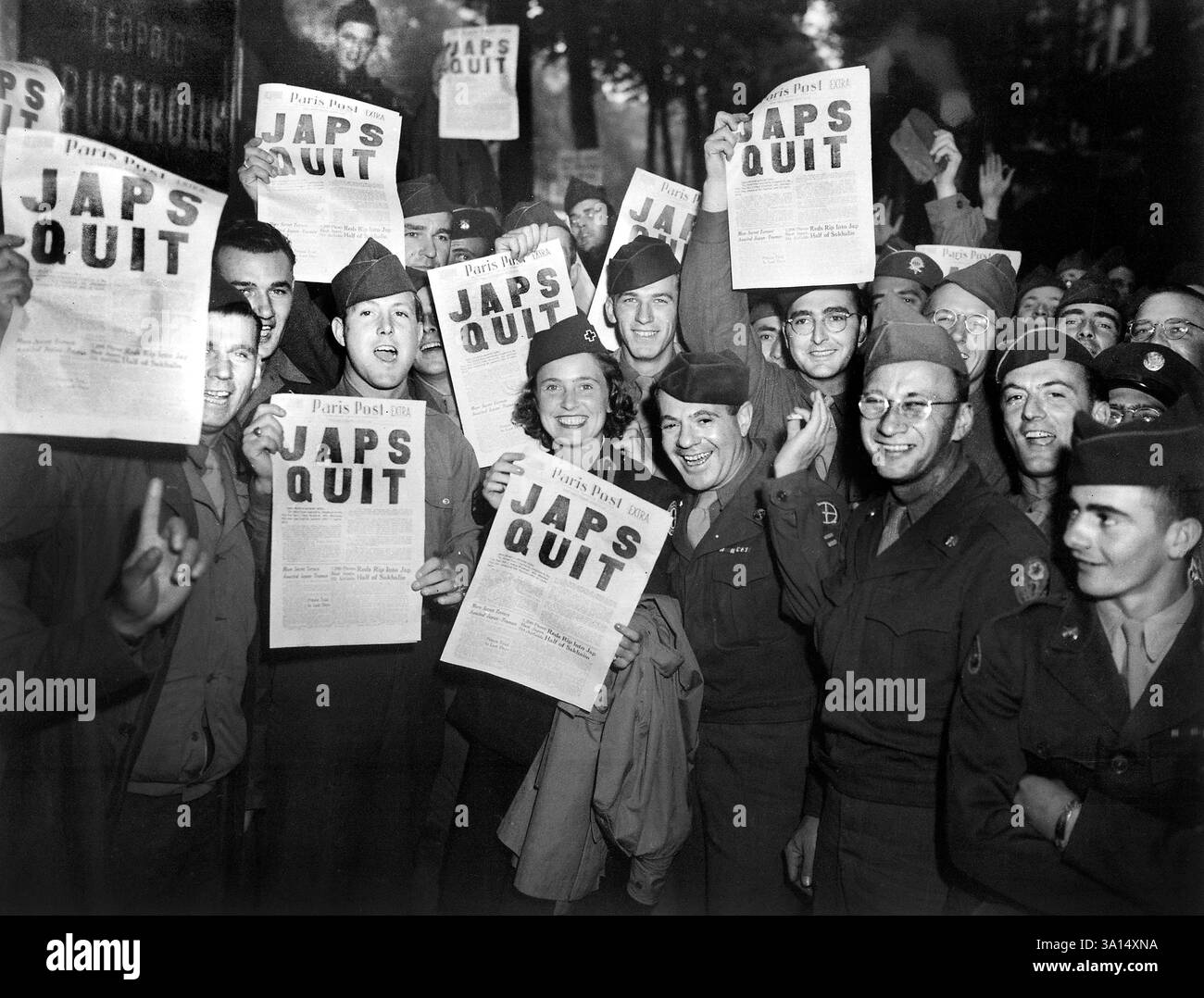 GI's at Rainbow Corner Red Cross Club celebrating after buying special ...