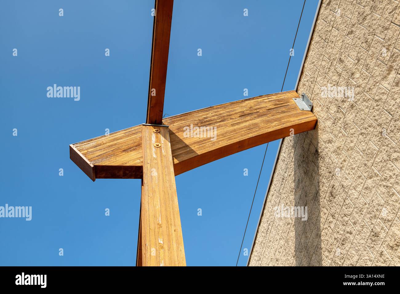 glulam with signs of wear due to time and weather. structure with ...