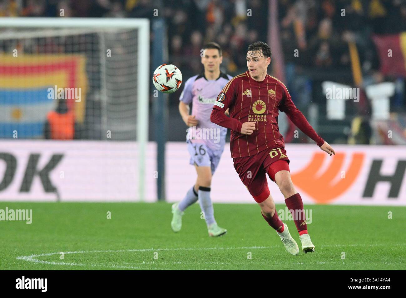 Olimpico Stadium, Rome, Italy - Niccolo Pisilli of AS Roma during Uefa ...