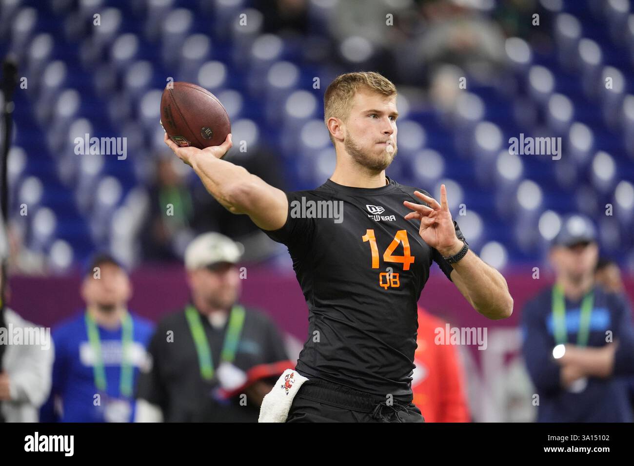 Louisville quarterback Tyler Shough runs a drill at the NFL football ...