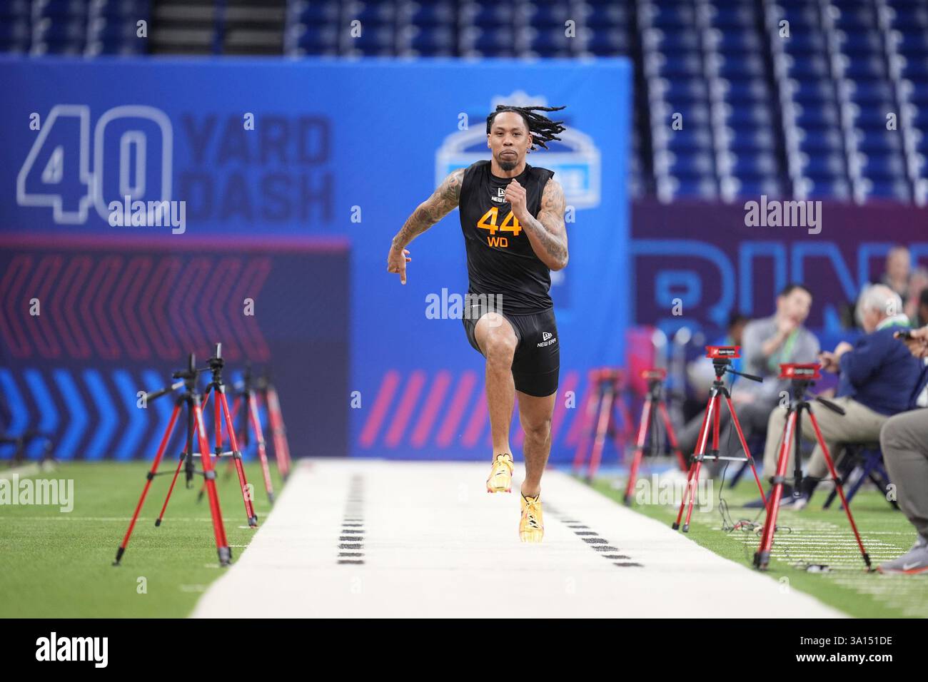 Missouri wide receiver Theo Wease Jr. runs the 40-yard dash at the NFL ...