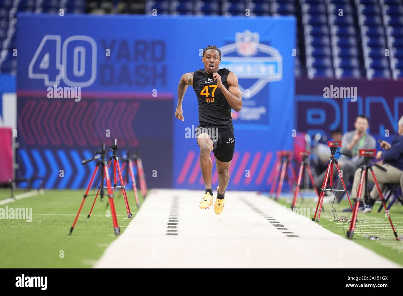 UNLV wide receiver Ricky White runs the 40-yard dash at the NFL ...