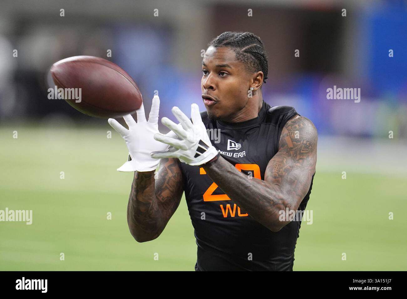 Georgia wide receiver Dominic Lovett runs a drill at the NFL football ...
