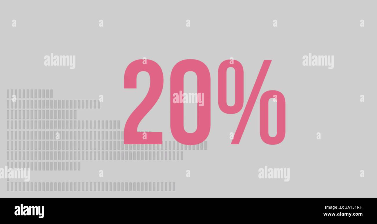 20 text image over bar chart on light background Stock Photo - Alamy