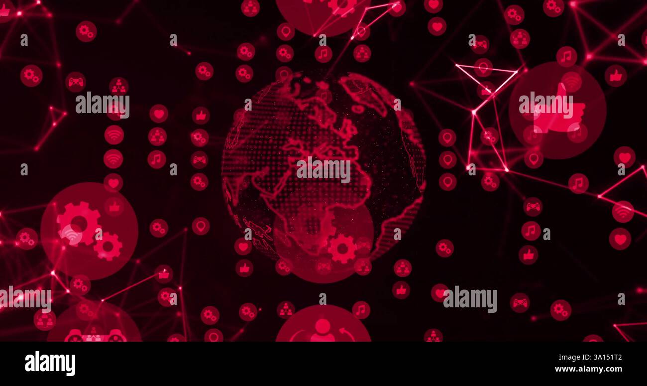 Digital globe surrounded technology icons hi-res stock photography and images - Alamy