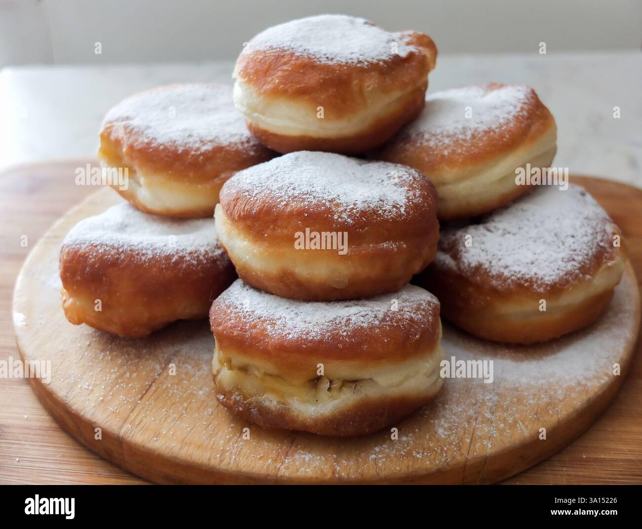 Traditional German or Austrian fried donuts with no hole, so called ...