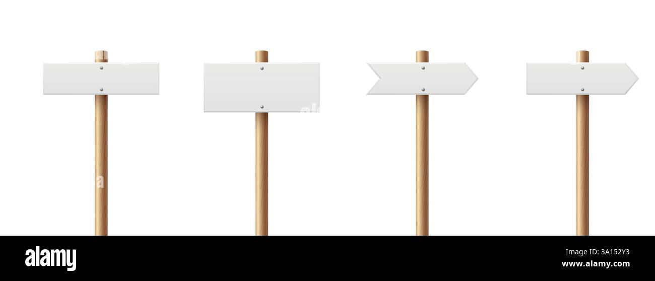 Realistic Blank Sign Post Set. Realistic Road Signboard. Plywood ...