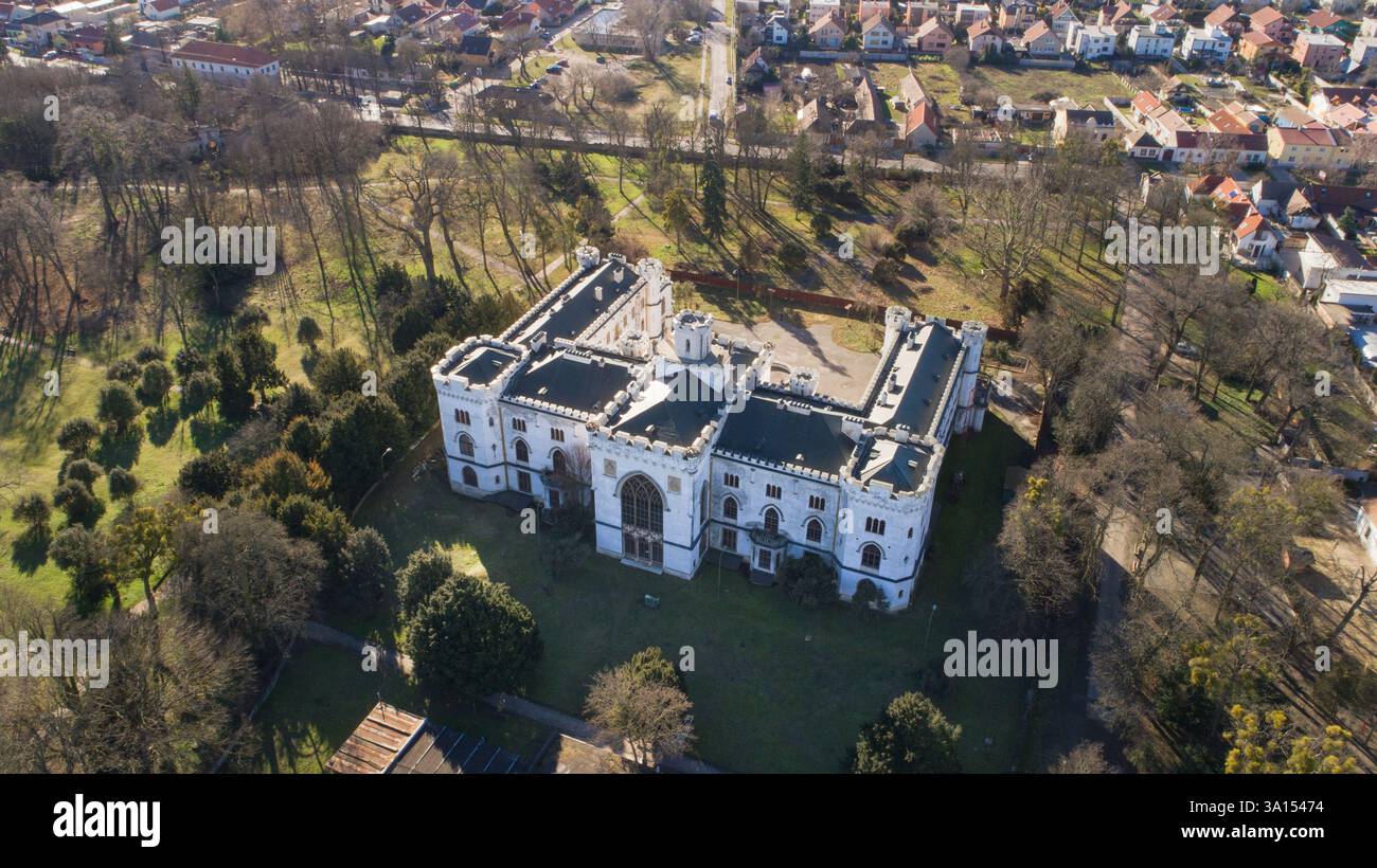 Aerial view of Oroszvári Zichy-Ferraris-kastély. Rusovce castle known ...