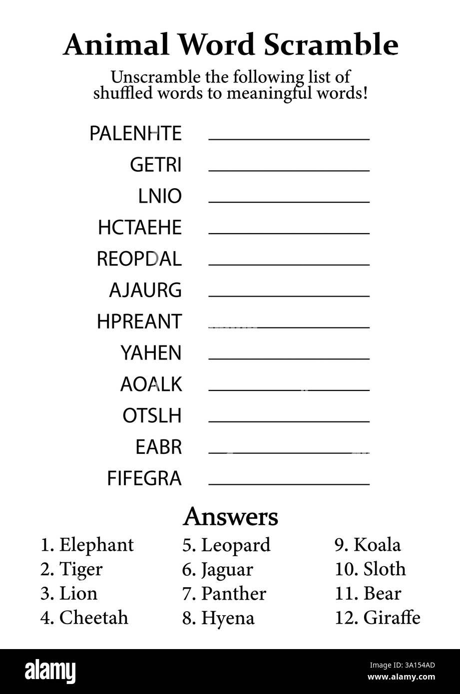 Animal Word Scramble and Puzzle, Fun Educational Game for Kids, Teens ...