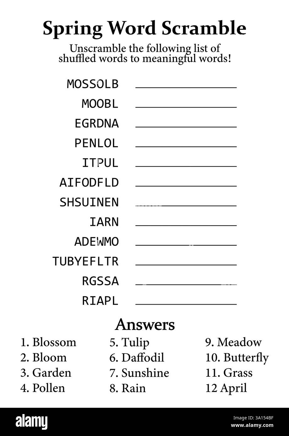 Spring Word Scramble and Puzzle, Fun Educational Game for Kids, Teens ...