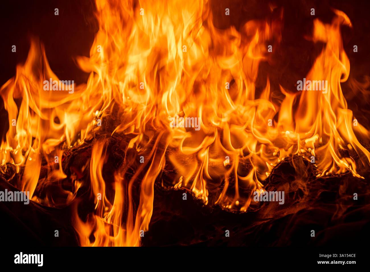 Texture of fire on black background. Abstract fire flame background ...