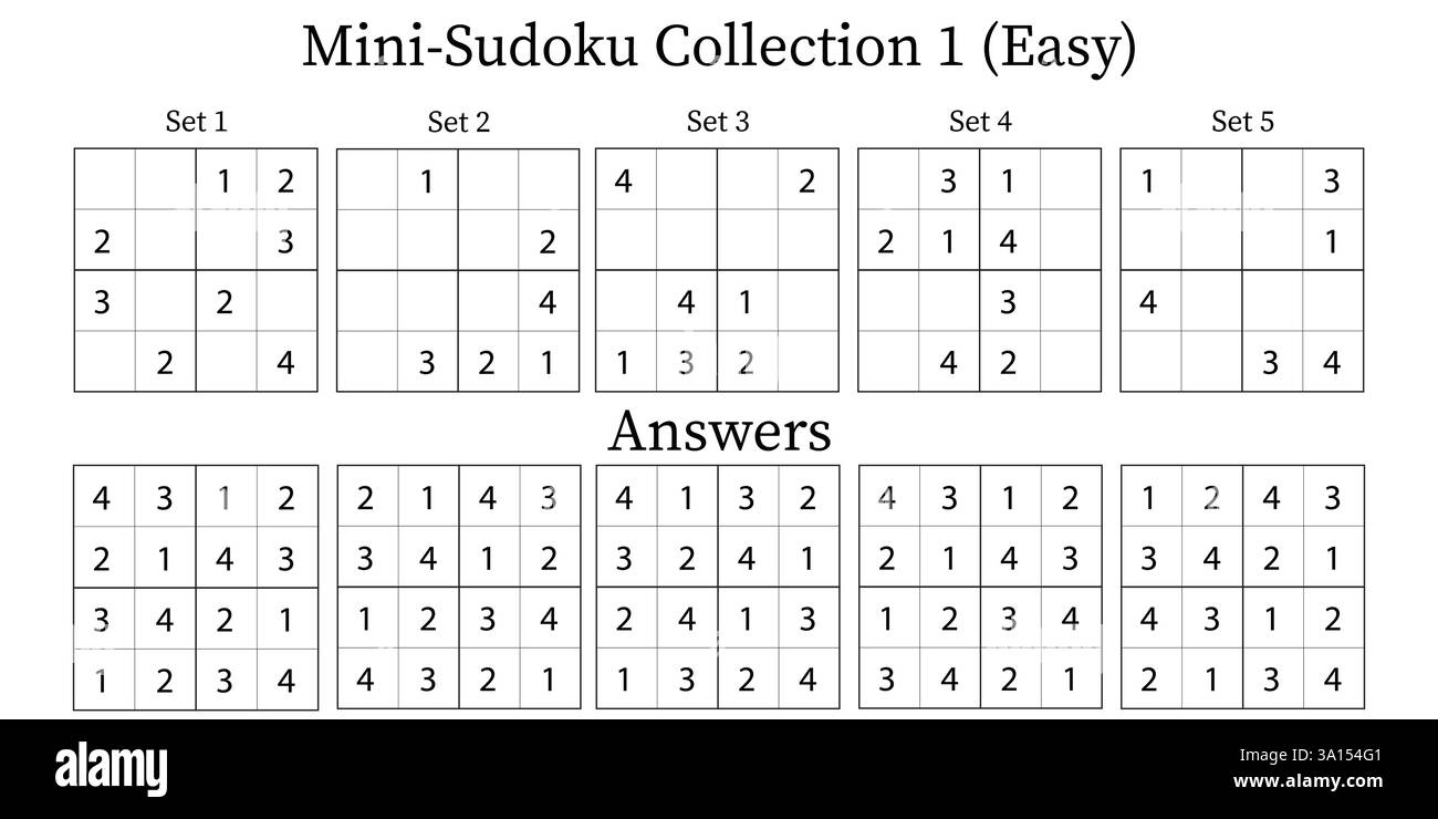 Mini Sudoku Puzzles 4x4 Collection 1 for Kids Very Easy with Answers, 5 ...