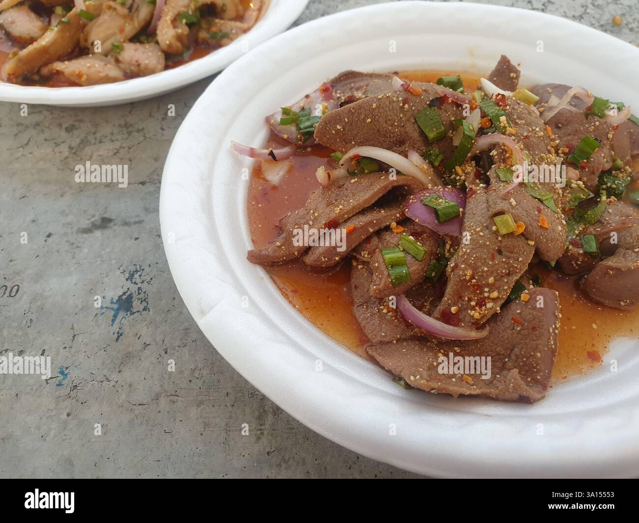 Spicy Pork Liver Salad (Tub Wan) is a Thai Esan food for sale at Thai ...