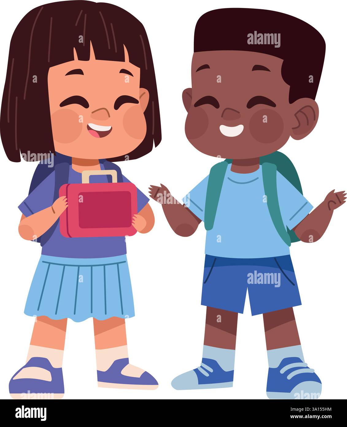 School boy and girl talking Cut Out Stock Images & Pictures - Alamy