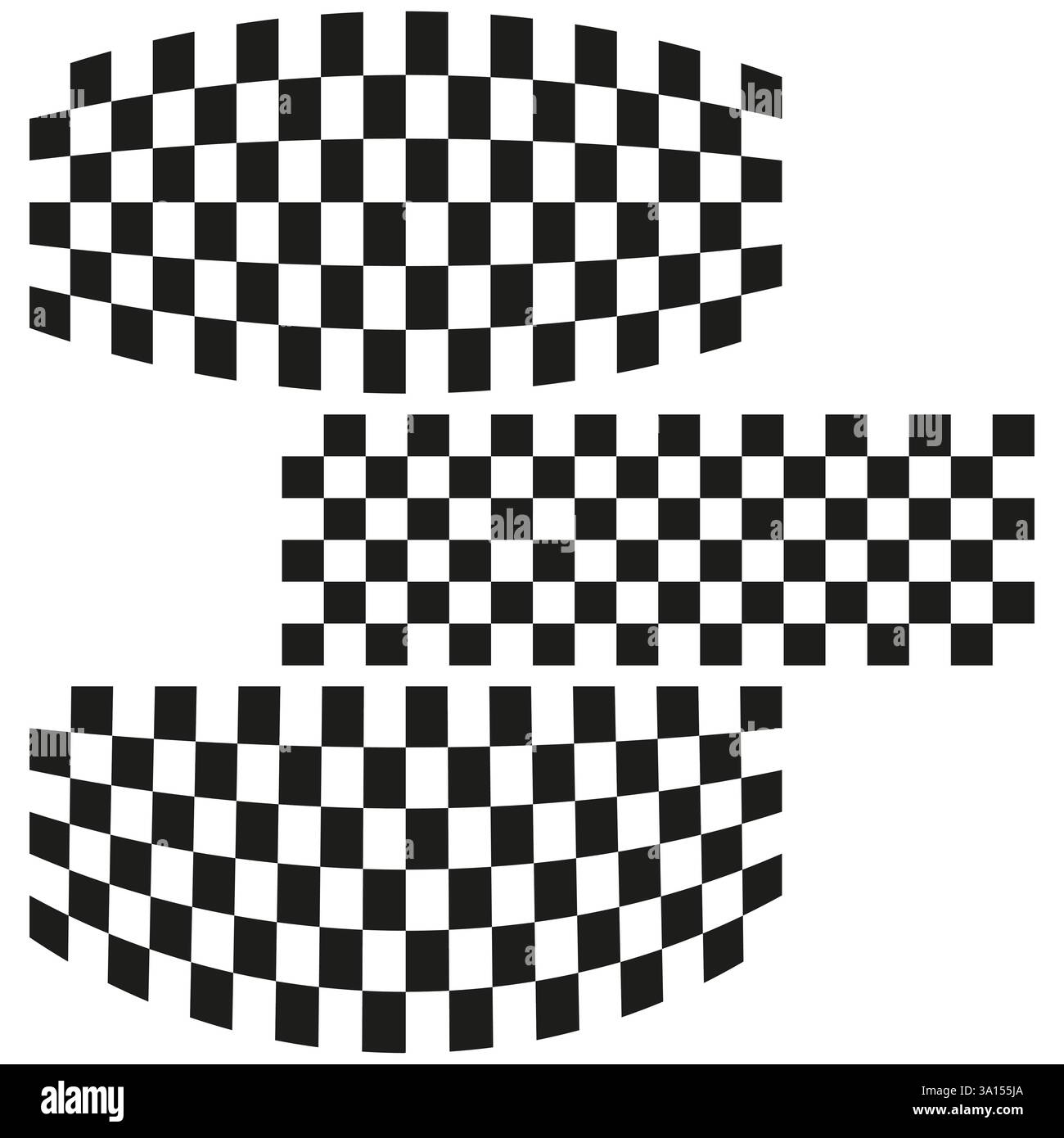 Curved checkerboard pattern. Racing flag element. Black white grid ...