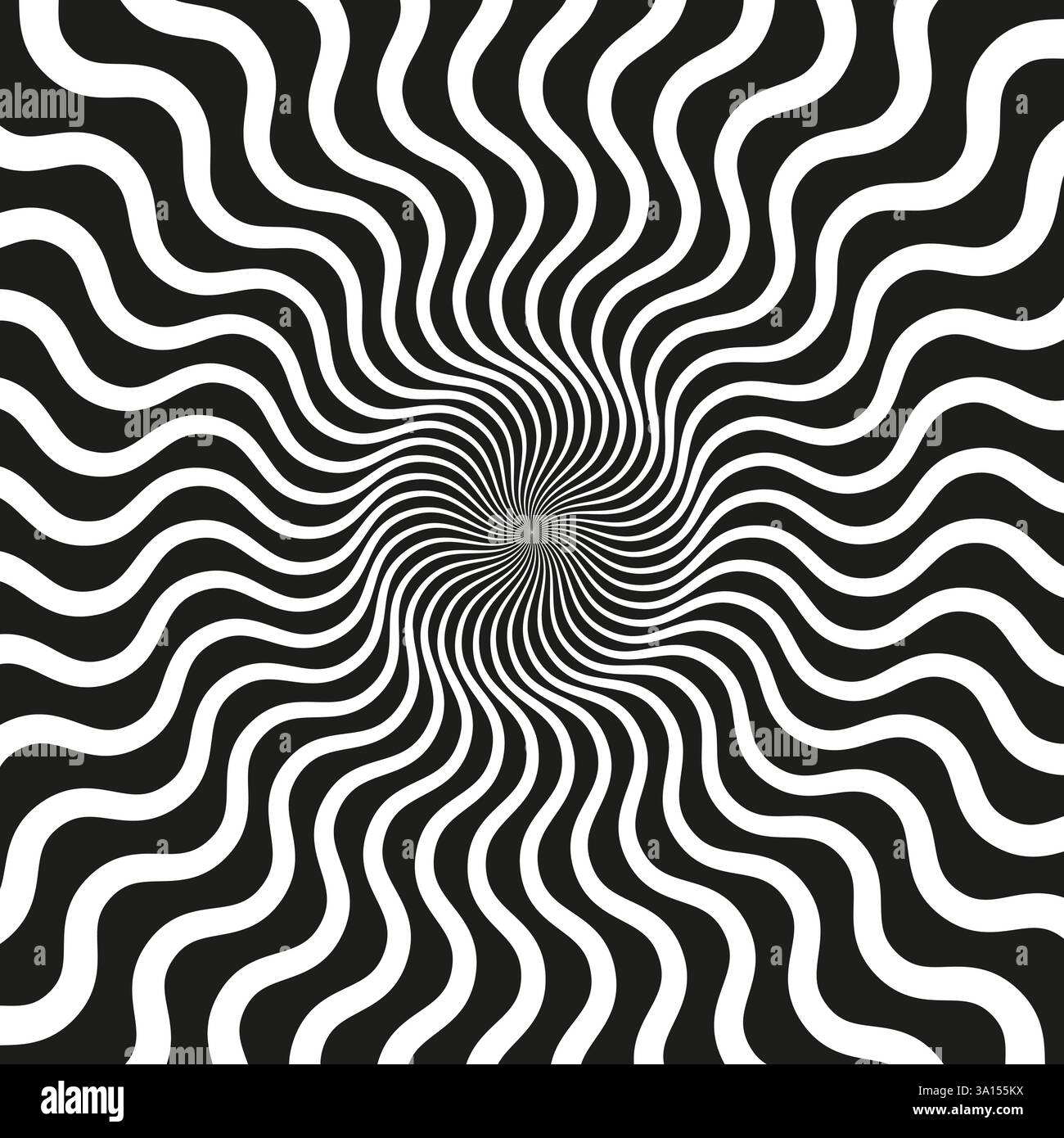 Black white spiral. Optical illusion effect. Abstract hypnotic motion ...