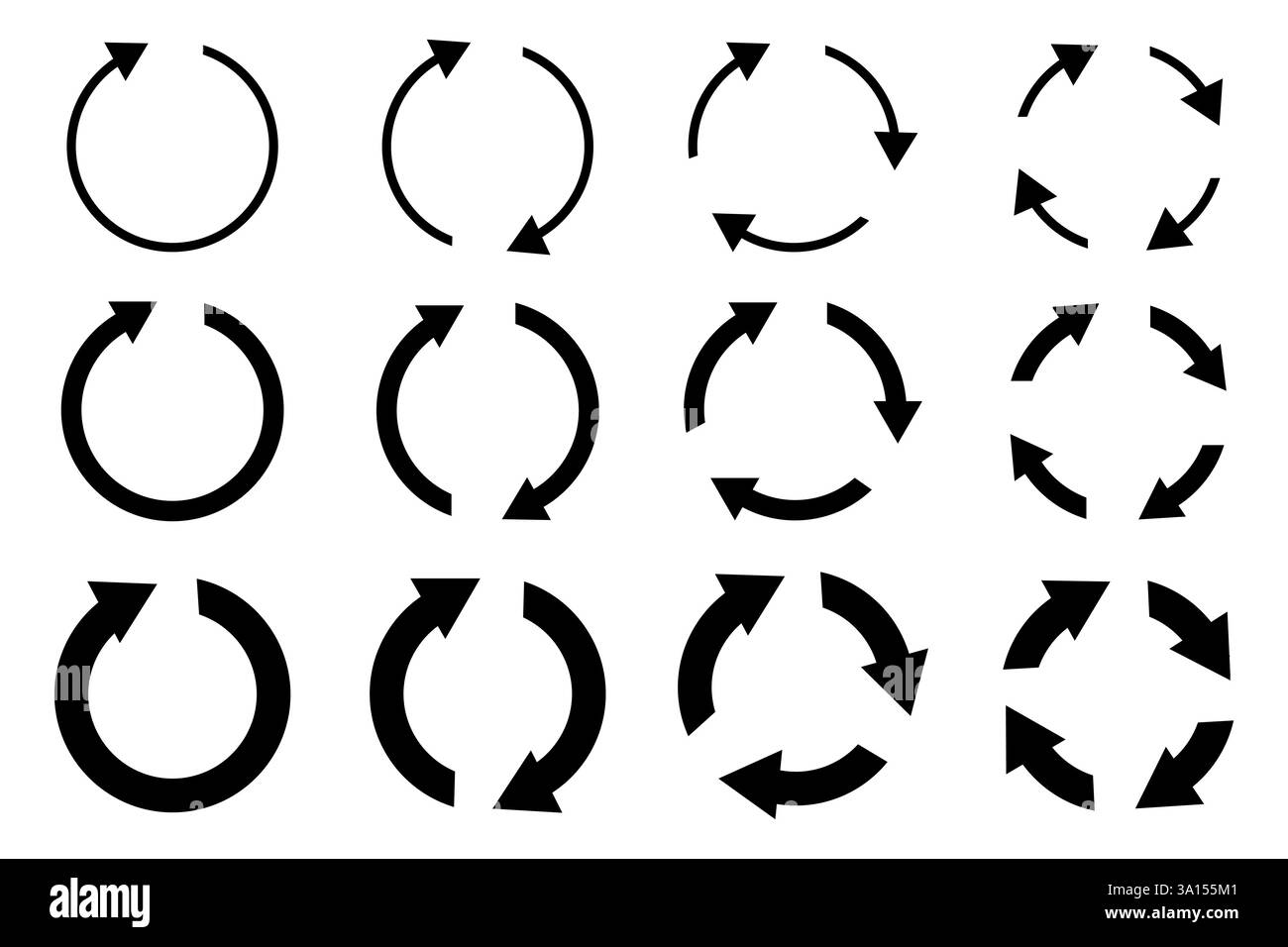 Circular arrow set. Rotation cycle icons. Refresh symbol collection. Vector illustration Stock ...