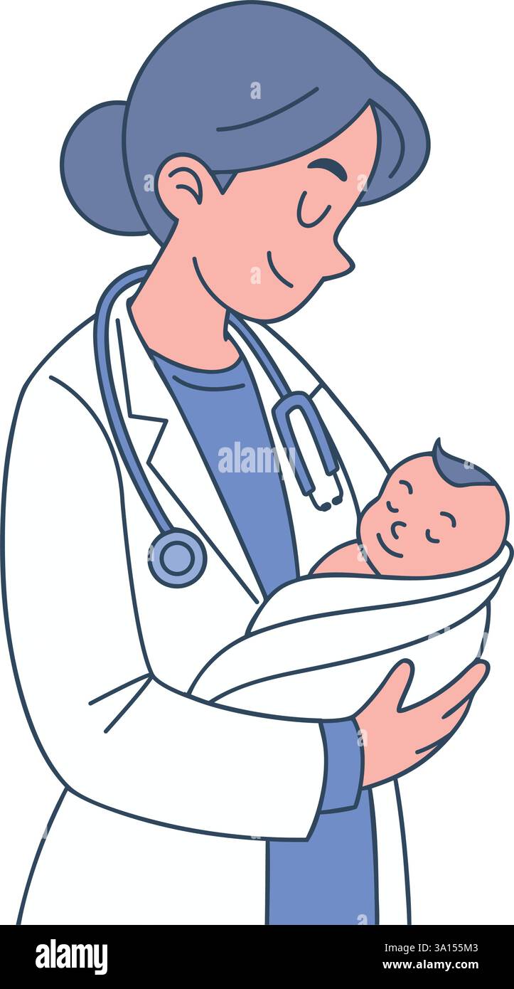 Baby Doctor Pediatrician Holding Newborn Icon Stock Vector Image & Art ...
