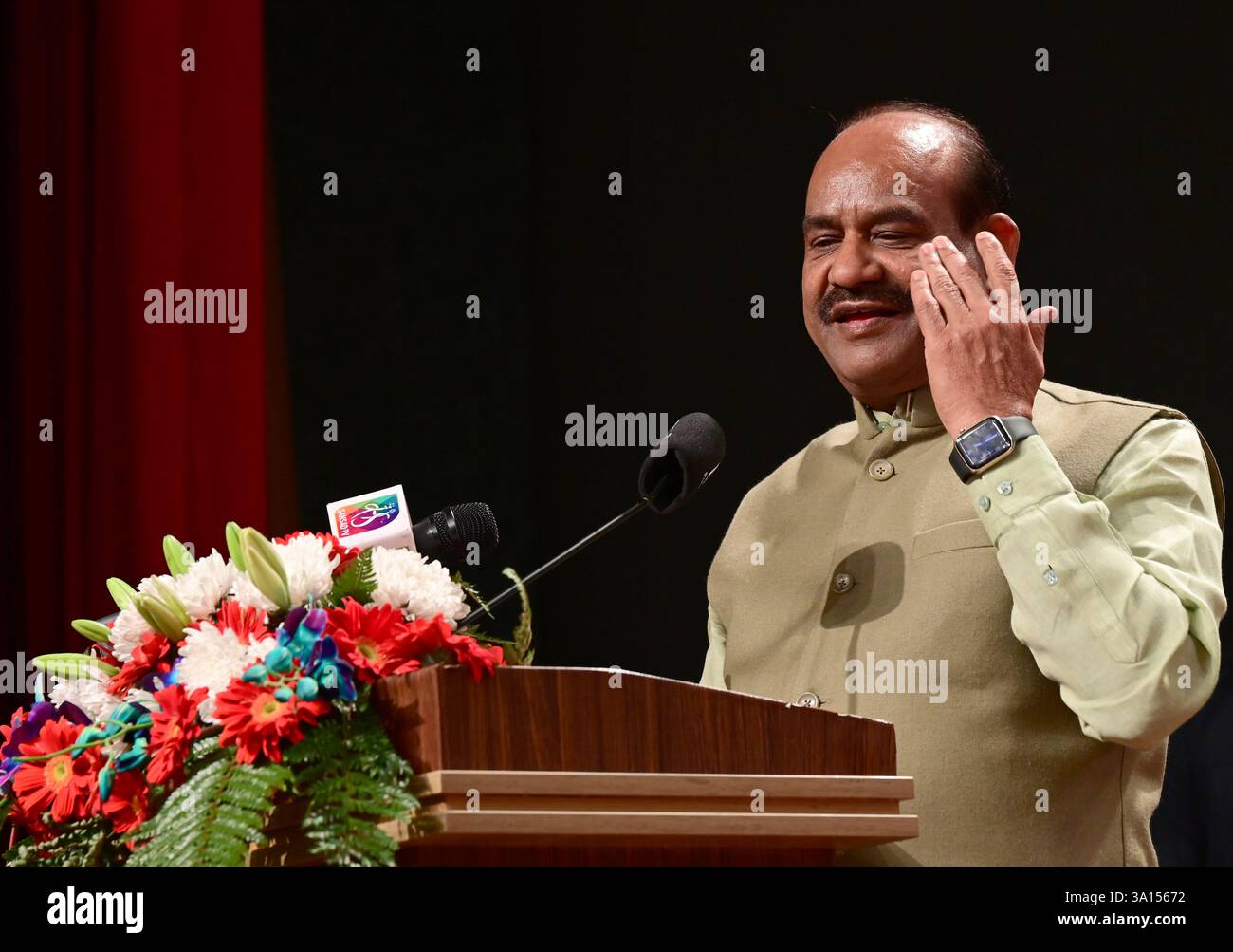 NEW DELHI, INDIA - MARCH 6: Lok Sabha Speaker Om Birla address SRCC ...