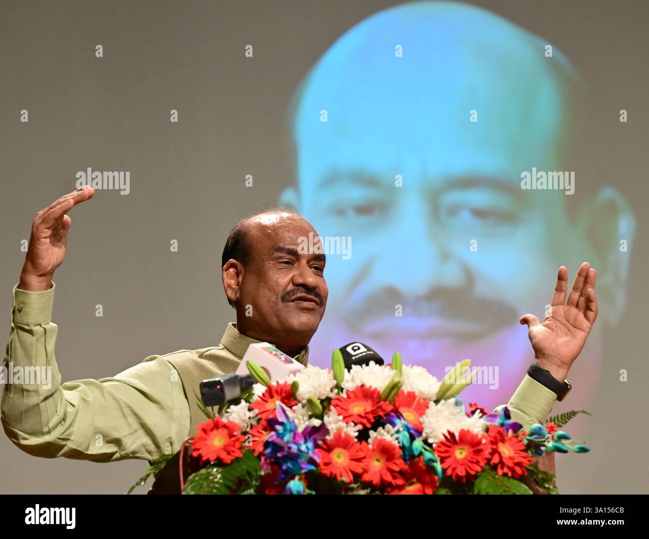NEW DELHI, INDIA - MARCH 6: Lok Sabha Speaker Om Birla address SRCC ...