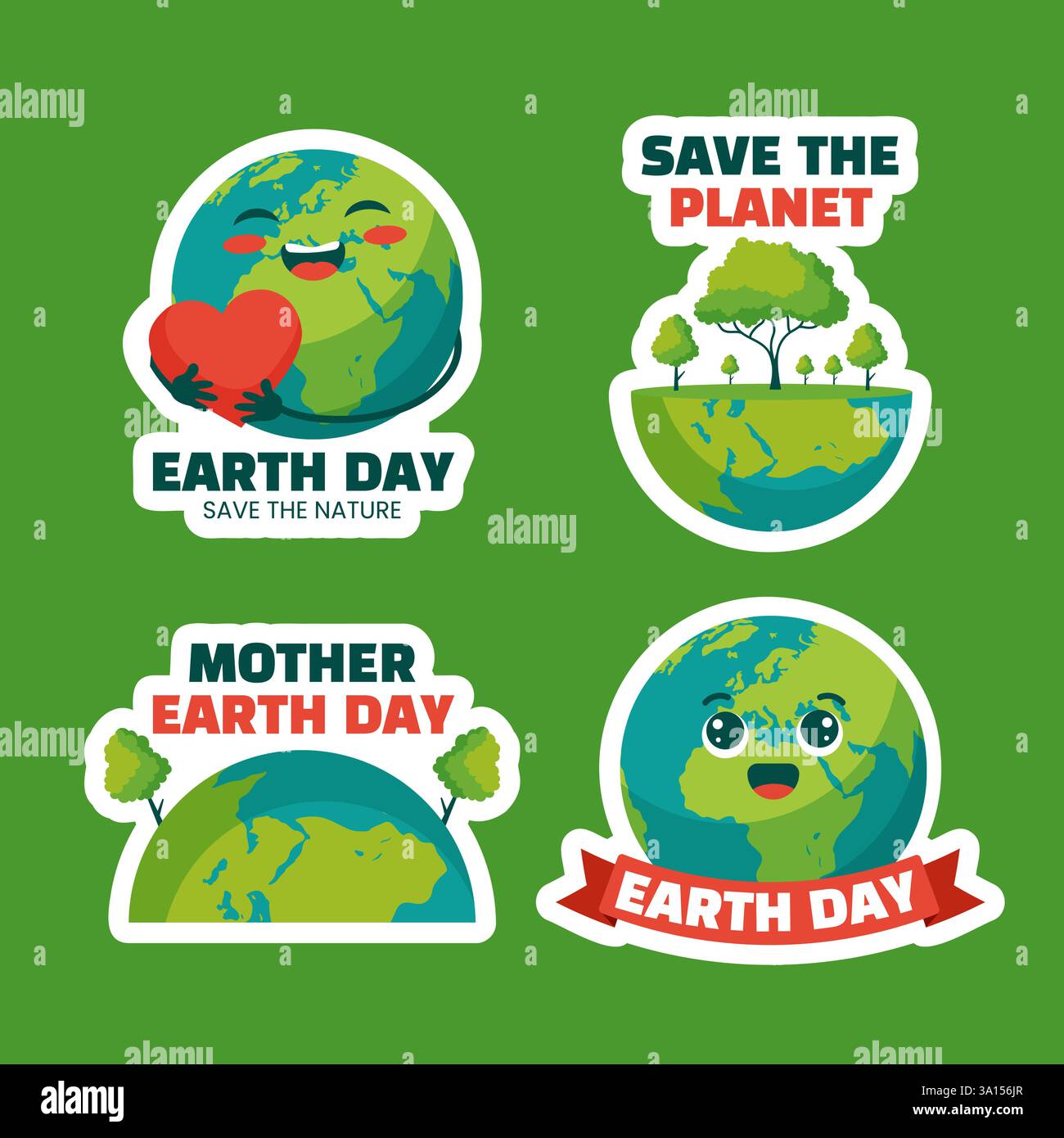Nature and Ecology Themed Social Media Label Illustration for Earth Day ...