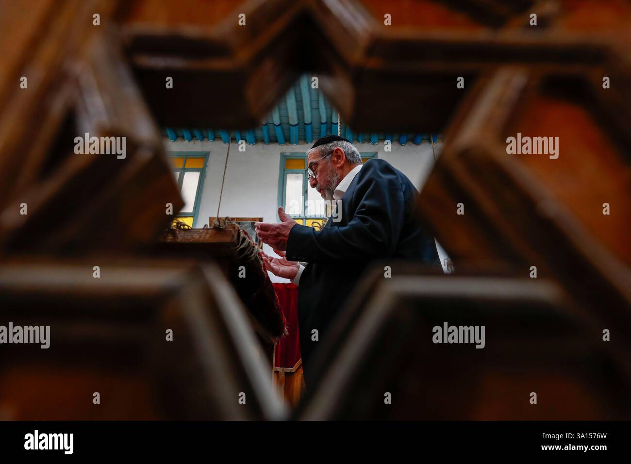 FILE - Rabbi Yusuf Hamra prays at the al-Franj synagogue where he used ...
