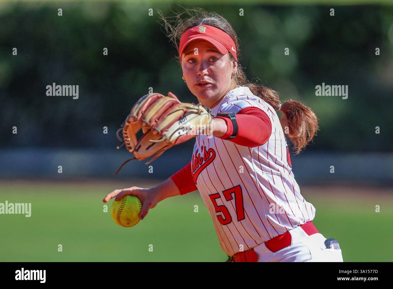 St John's shortstop London Jarrard (57) in action during an NCAA ...