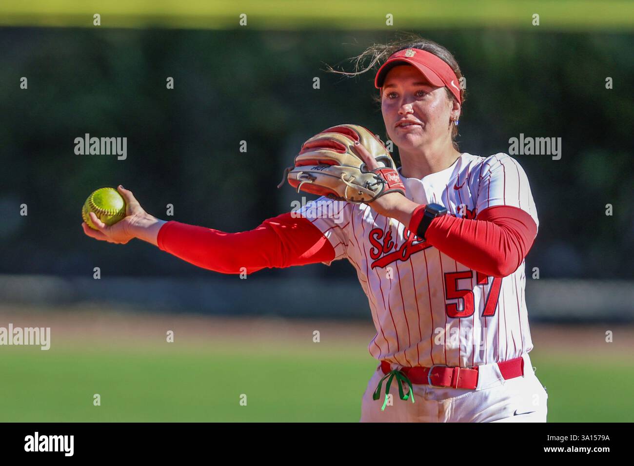 St John's shortstop London Jarrard (57) in action during an NCAA ...
