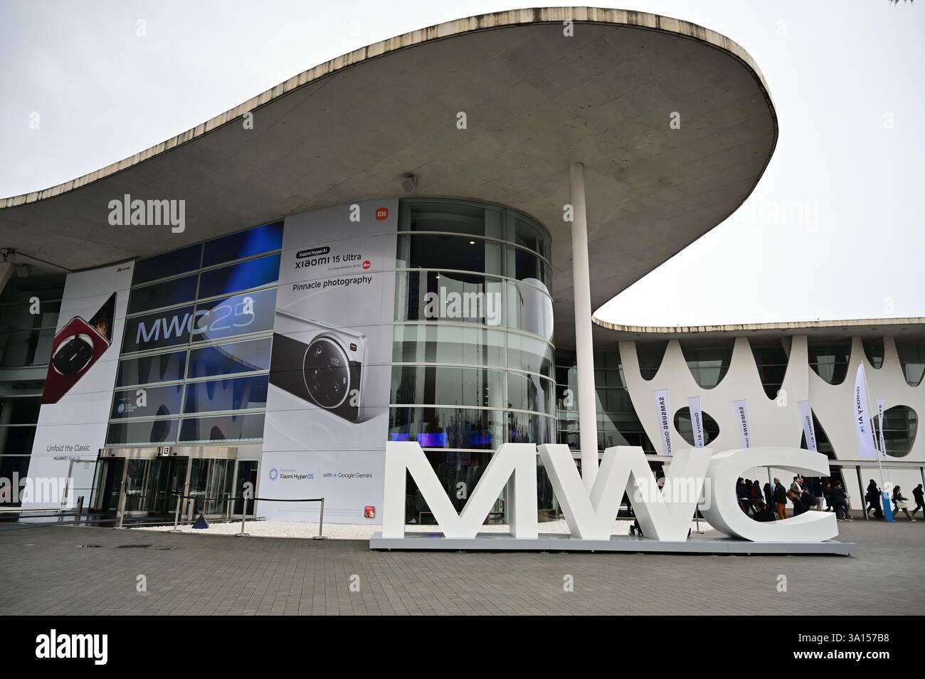 Facade of the entrance to Fira Gran Via seen during the Mobile World ...