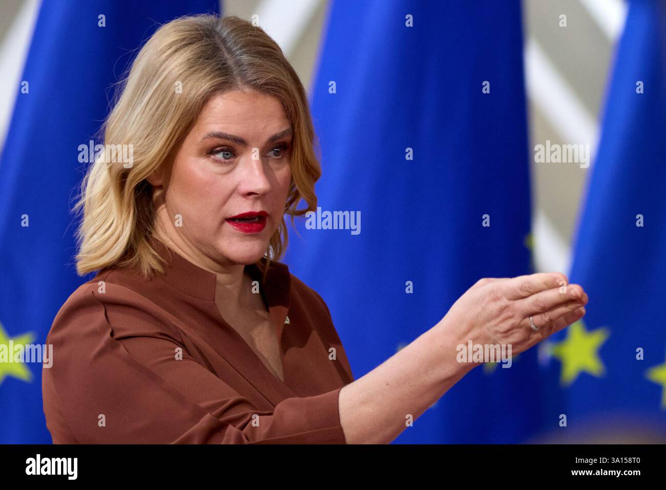 (250307) -- BRUSSELS, March 7, 2025 (Xinhua) -- Latvian Prime Minister ...