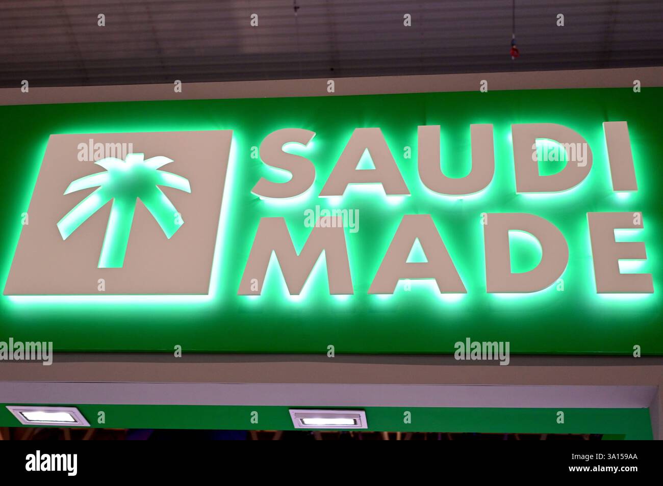 Logo of the Saudi Arabian company, Saudi Made is displayed during the ...