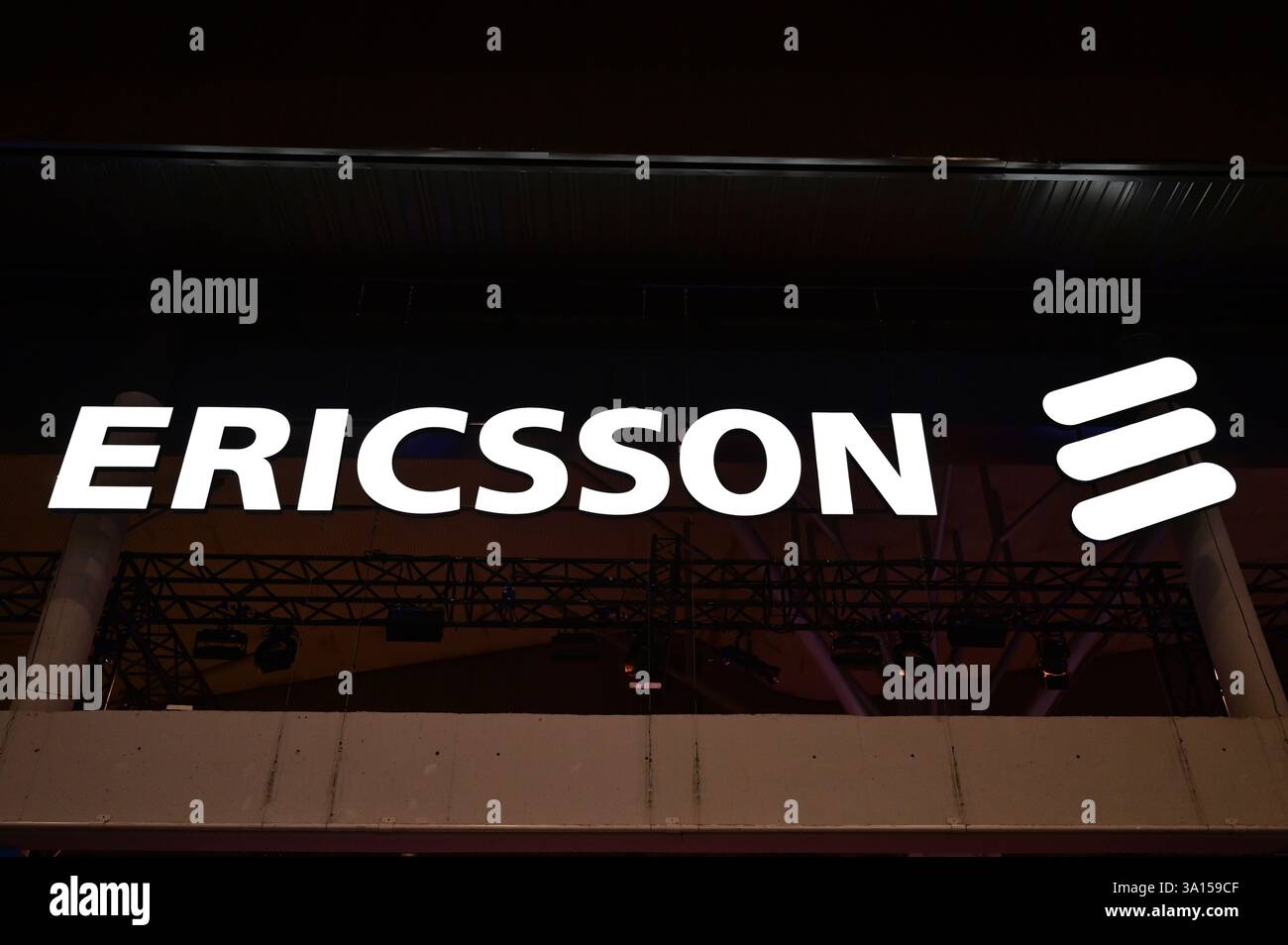 Logo of the Swiss company Ericsson is displayed during the Mobile World ...