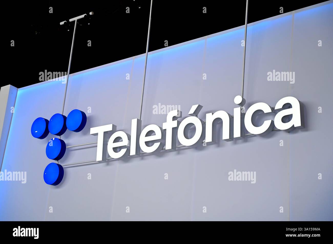 Logo of the Spanish telephone company Telefonica is displayed during ...