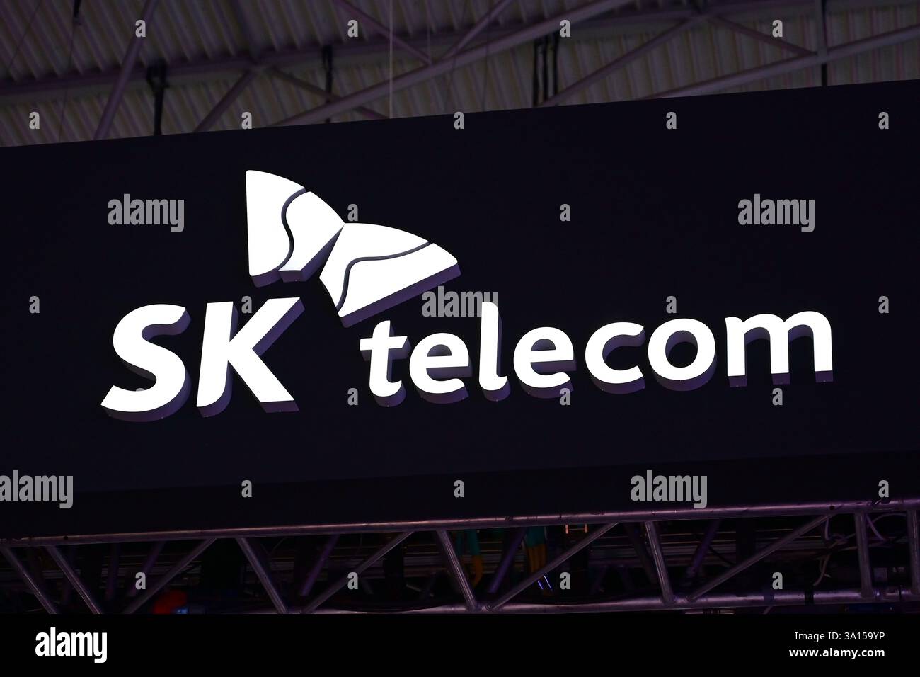 Logo of the Korean telecommunications company SK telecom is displayed ...