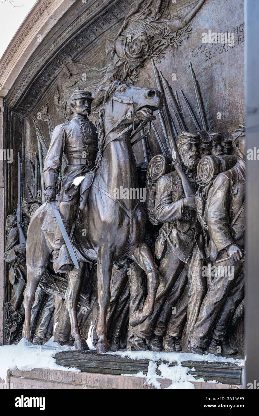 Boston, MA, USA - 11 February 2025 - Bronze relief sculpture by ...