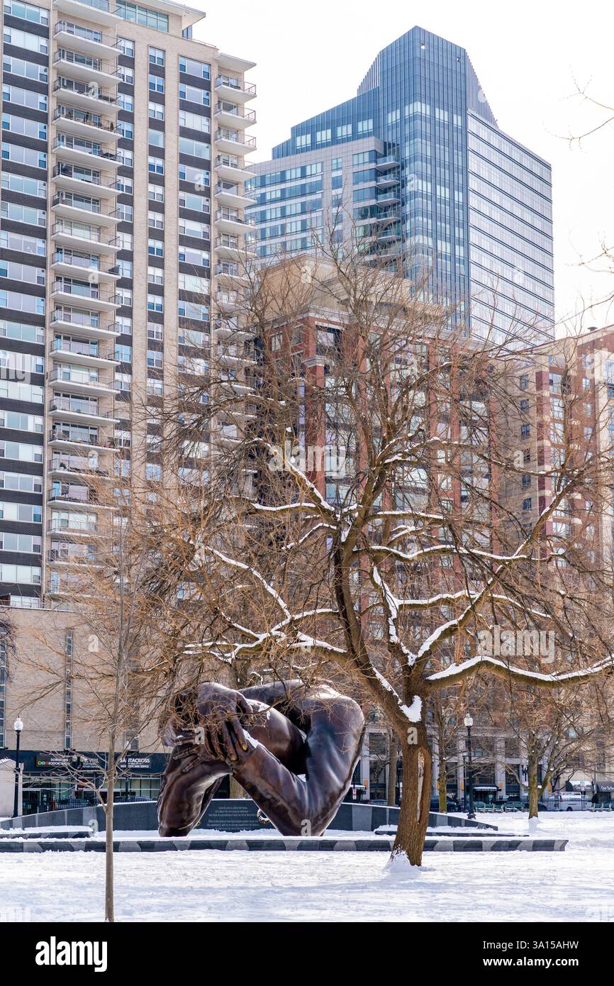 Boston, MA, USA - 11 February 2025 - The Embrace, a bronze sculpture by ...